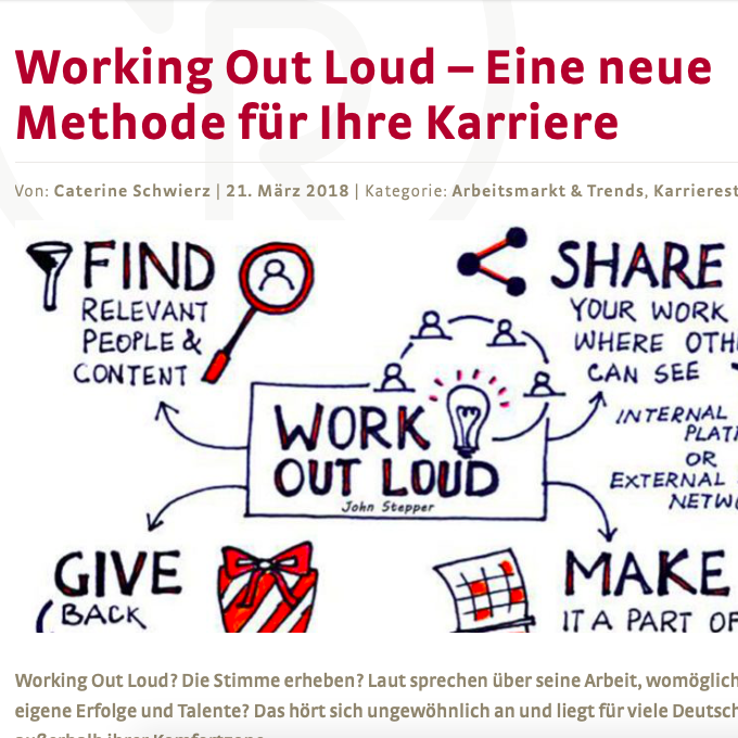 Working Out Loud - eine neue Methode für Ihre Karriere. Sabine Kluge ...